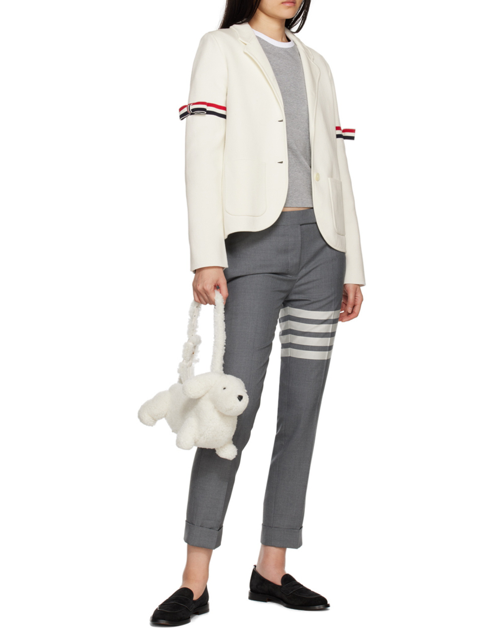 THOM BROWNE Thom Browne Grey 4-Bar Tailored Cropped Pants